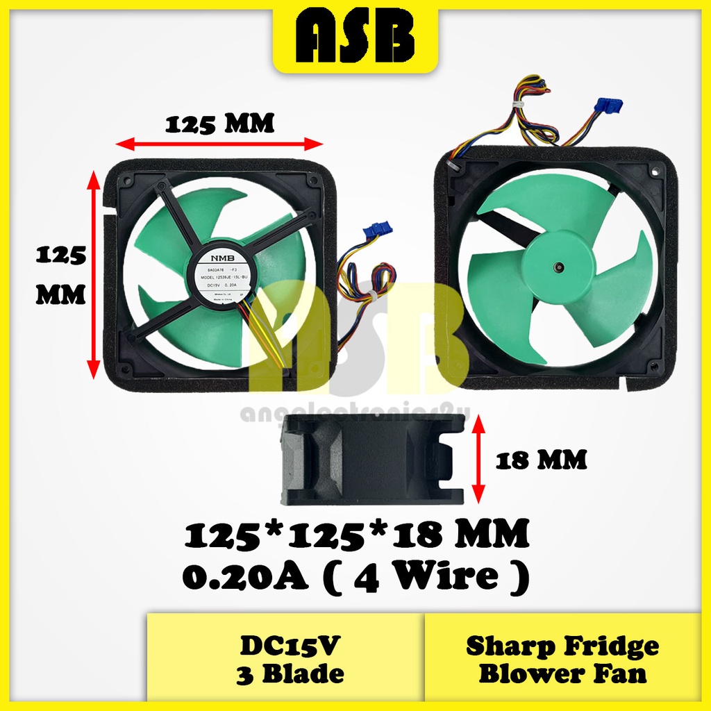 (1pc) Freezer Fridge Blower Fan Sharp DC15V 0.20A ( 4 Wire ...