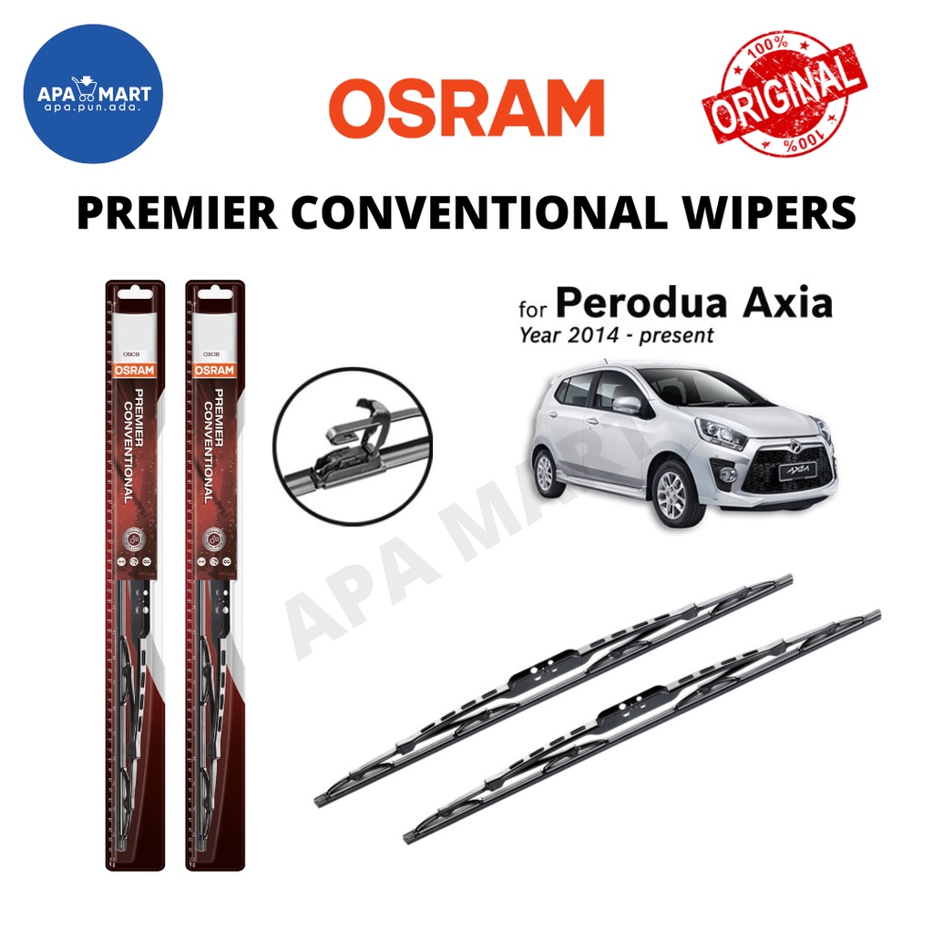 Genuine Osram Premier Conventional U Hook Wiper Set for Perodua Axia ...