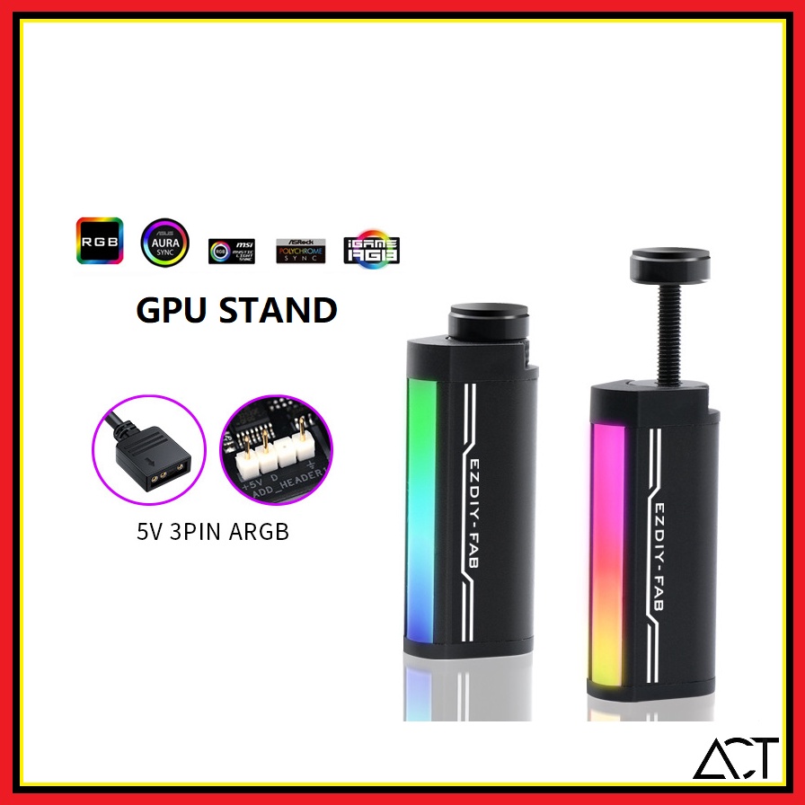 EZDIY Aluminum GPU Holder Stand 5V ARGB 3PIN Graphics Card Stand ...