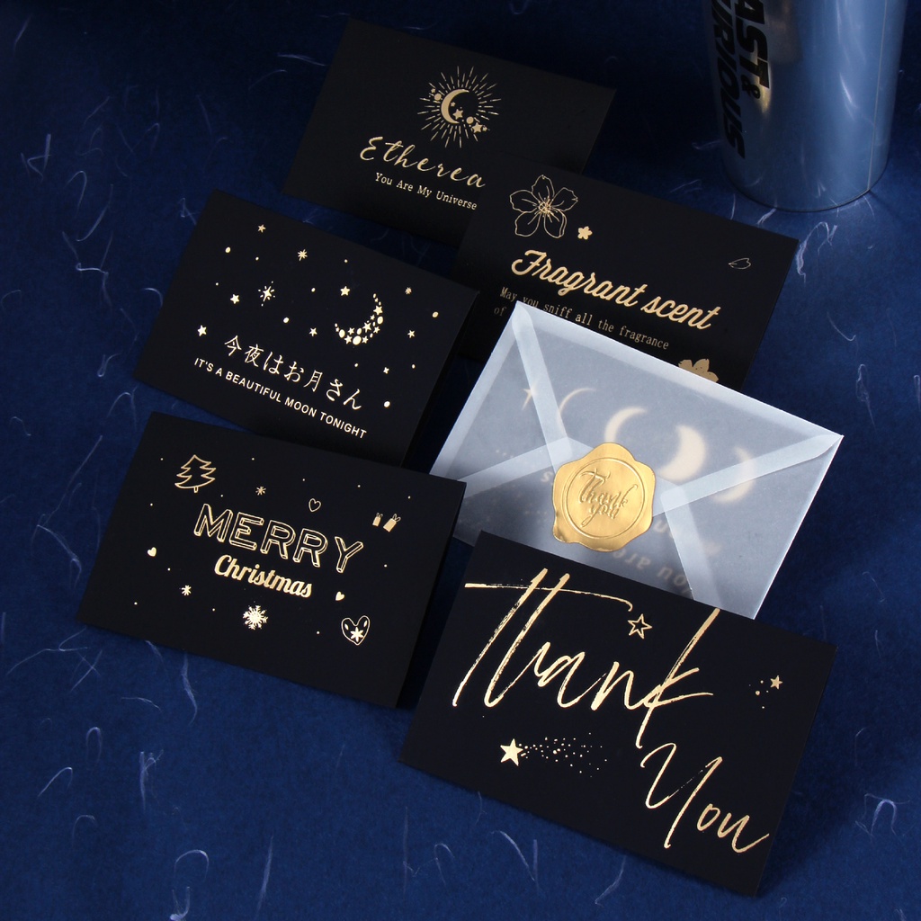 [ Bronzing sticker + envelope ] Thank You / Birthday / Christmas Card ...