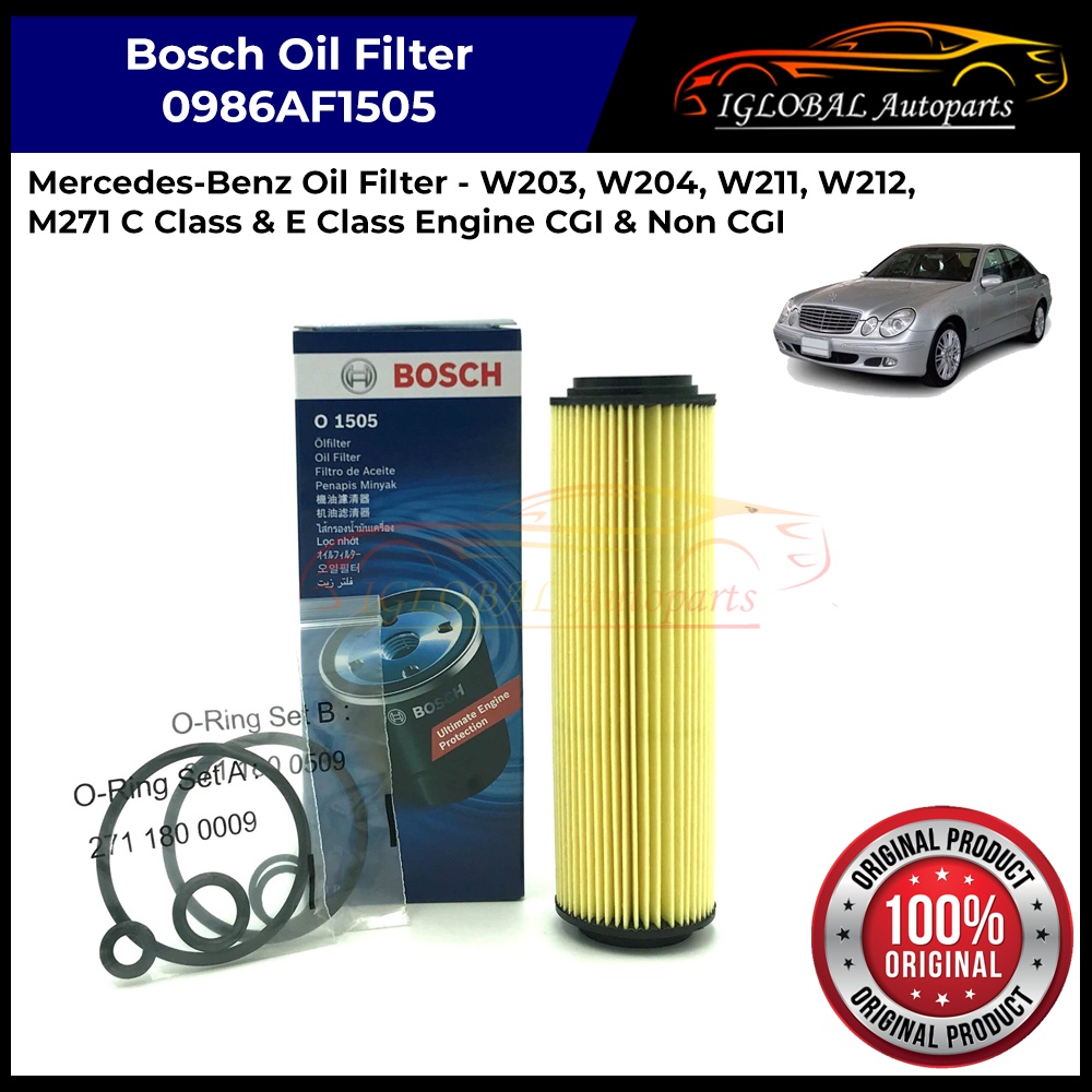 Bosch Oil Filter O1505 for Mercedes-Benz C E Class, CLC CLK SLK / W203 ...