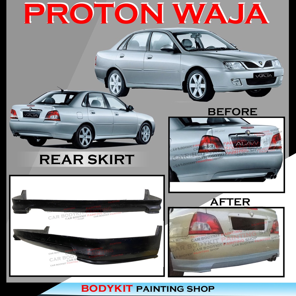 PROTON WAJA R-3 STYLE REAR SKIRT SKIRT BELAKANG -MATERAIL PU GETAH ...