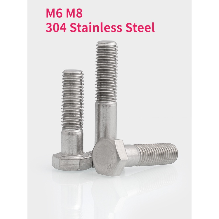 M6 M8 304 Stainless Steel Half Thread External Hex Head Screws Half ...