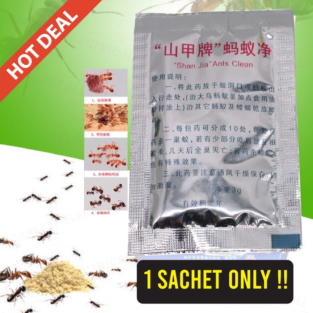 (1 Sachet) Insect Killer Bait Ant Cockroach Killing Powder Pest Control ...