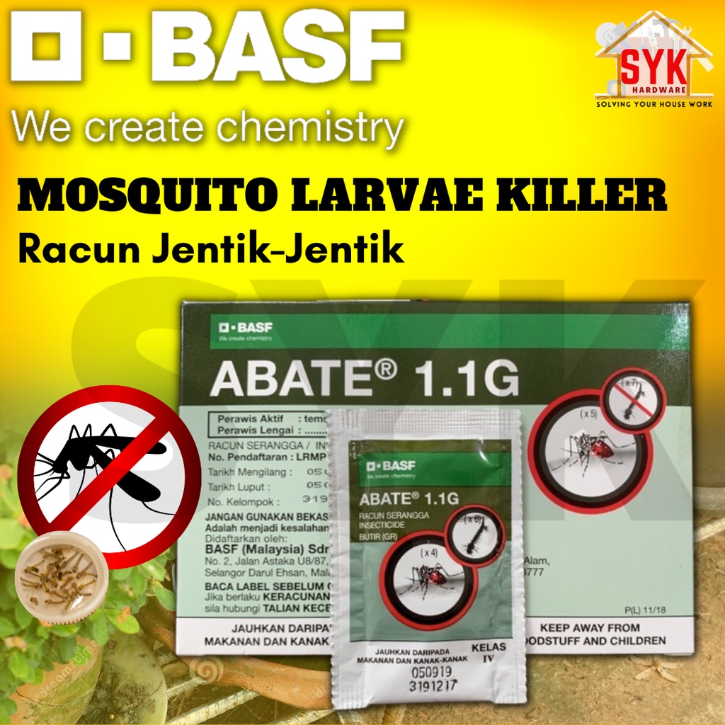 SYK BASF Abate 1.1G 10g 1Pack Class IV Insecticide Mosquito Larva Pest ...