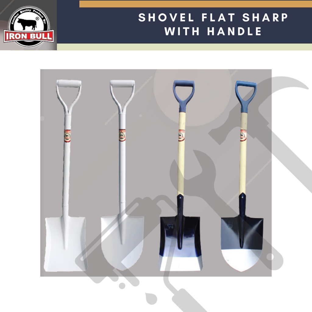 Iron Shovel Flat Sharp With Handle | Cangkuk Pasir Kebun | Skop Pasir ...