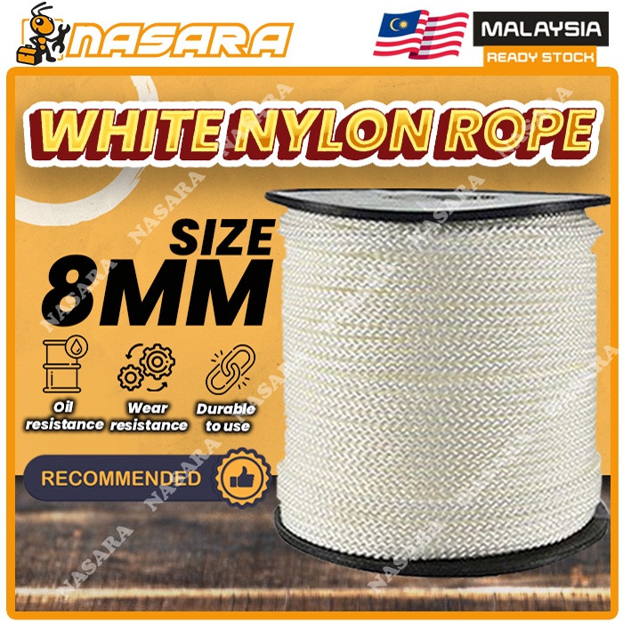Nasara 3mm - 12mm White Braided Nylon Rope Roll Polypropylene Engine Starter Rope / Tali Nilon ...