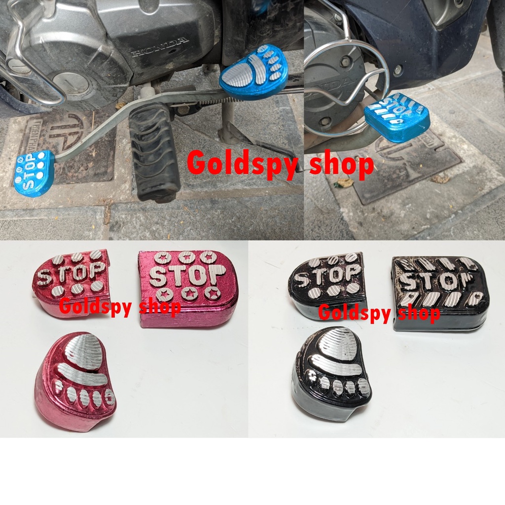 Stop-style aluminum brake and gear pedal covers for Honda Wave A, Wave ...