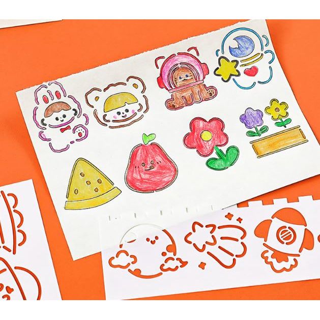 4pcs set Cartoon Drawing Learning Soft Hand-Painted Ruler Set Hollow ...
