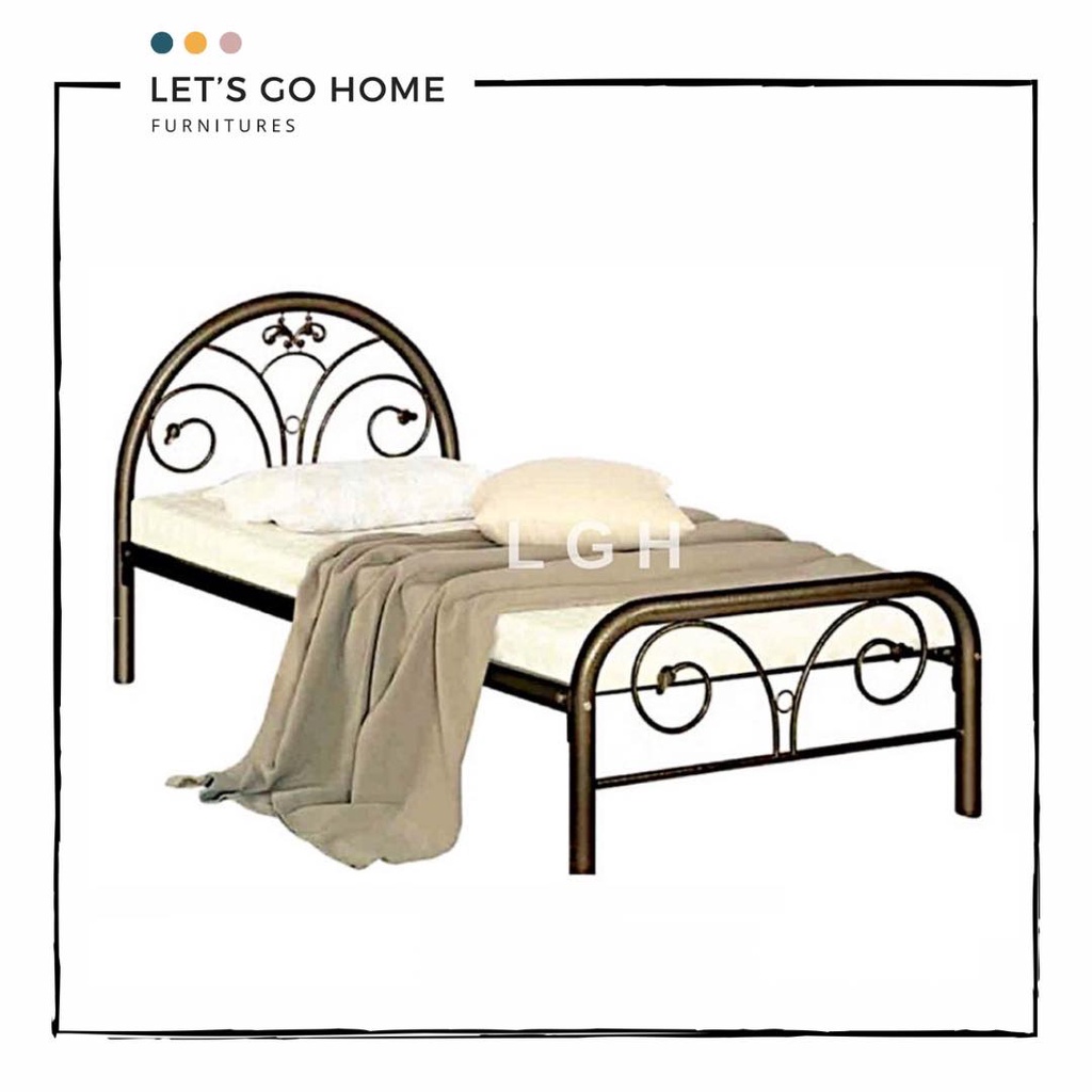 Elegant Antique Metal Single Bed Frame | Katil Besi Single Size ...