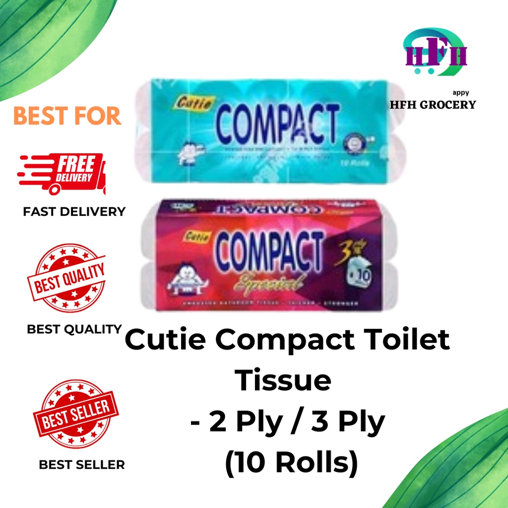 🔥Cutie Compact Toilet Tissue - 2 Ply / 3 Ply (10 Rolls)🔥 | Shopee Malaysia