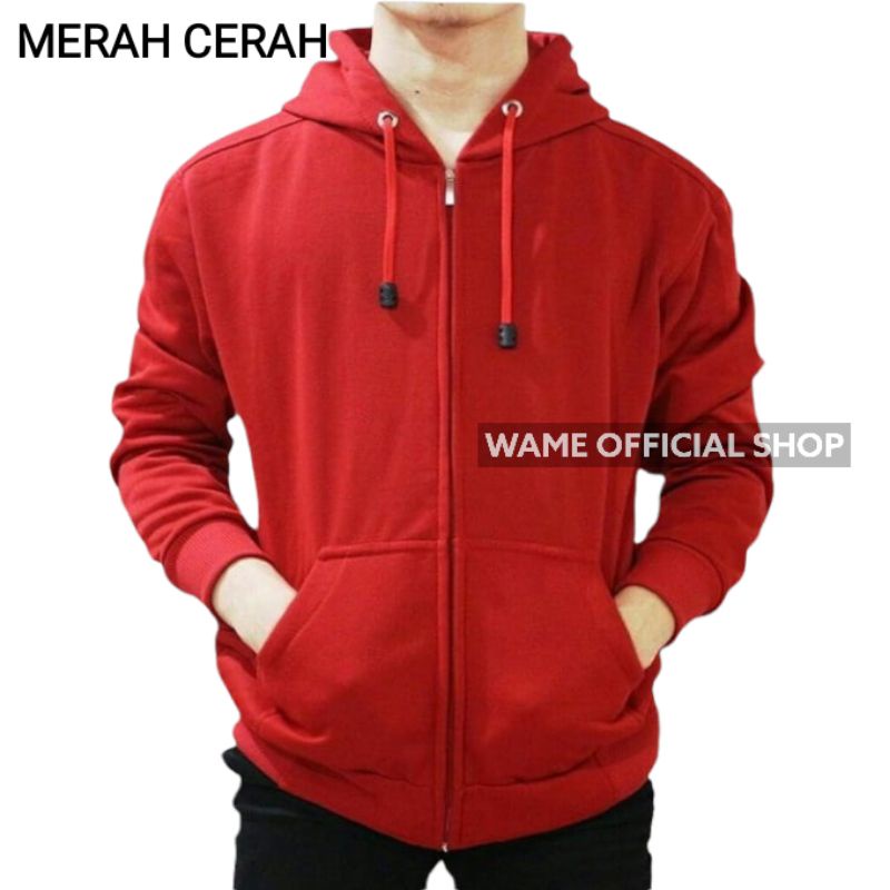 MERAH Jacket polos zipper hoodie polos zipper M,L,XL,XXL Bright Red/Red ...