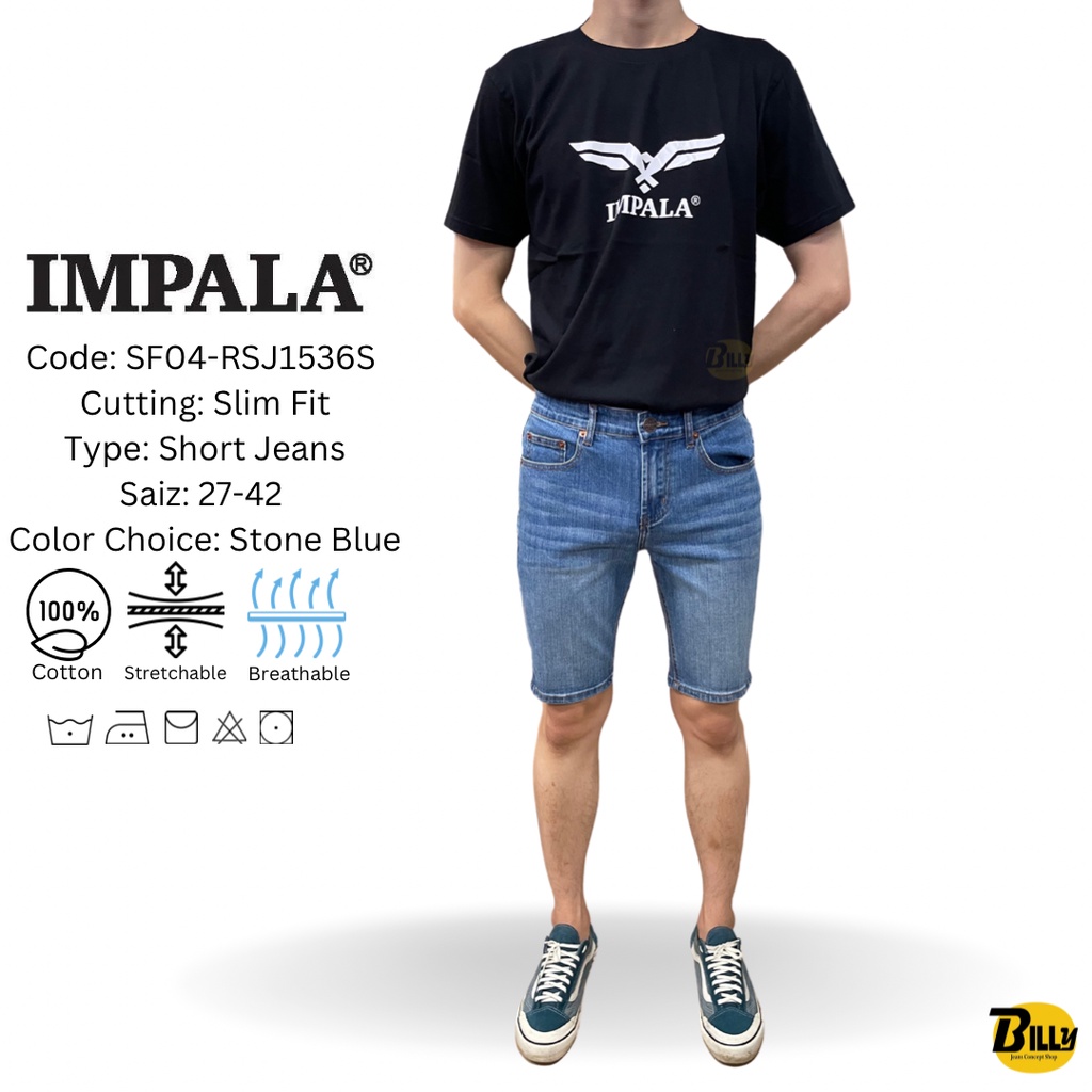 IMPALA Brand Men’s Slim Fit Stretchable Short Jeans ( SF04-RSJ1536S ...