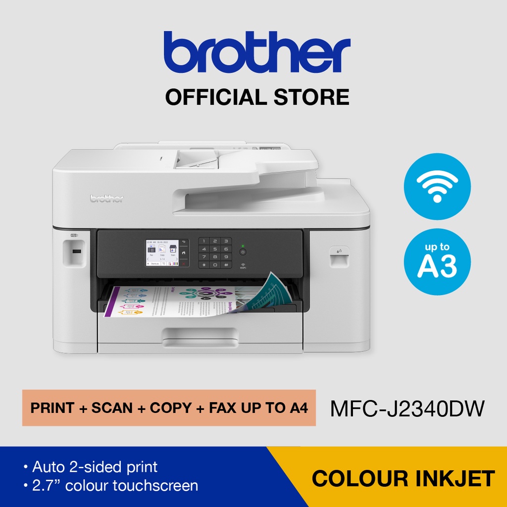 Brother MFC-J2340DW A3 Wireless Colour Inkjet Printer | 35ppm | 2.7 ...