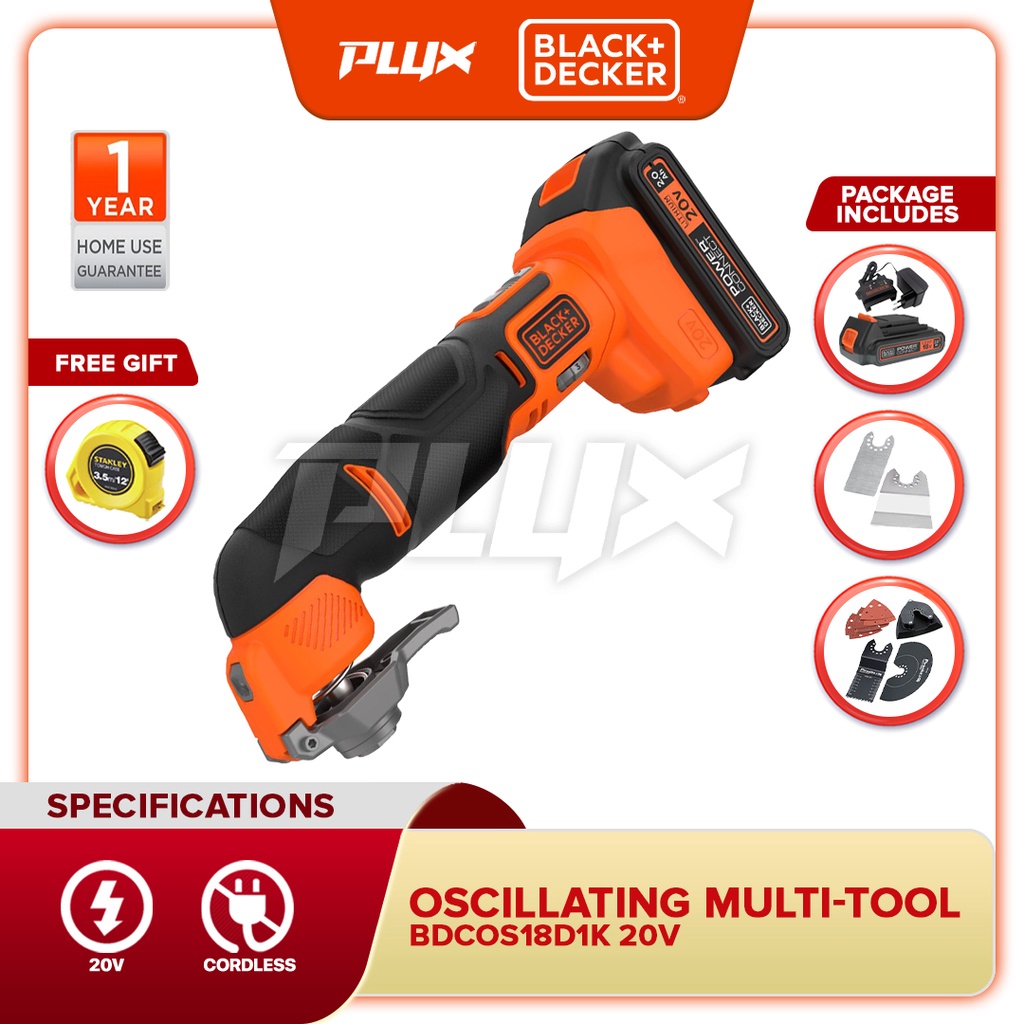 BLACK+DECKER 18V Cordless Oscillating Multi Tool with 20 Accessories ...