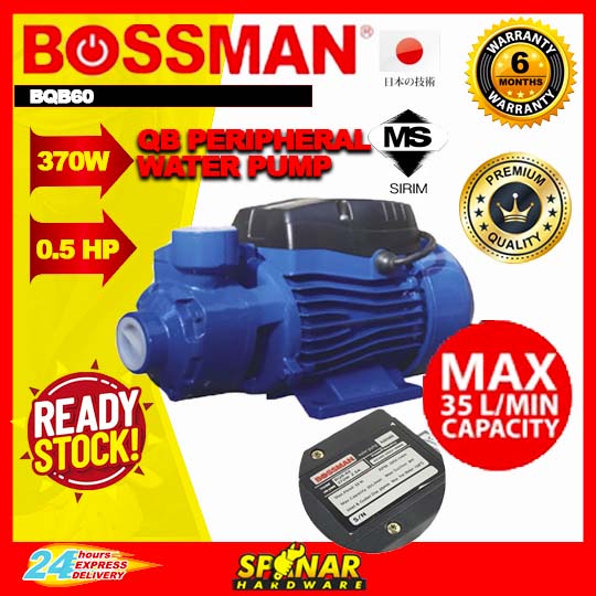 BOSSMAN BQB-60 Water Pump Mesin Booster Pum Manual Self-Priming ...
