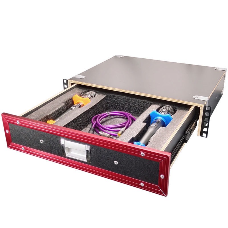 2U power amplifier cabinet drawer with microphone cotton wire storage ...