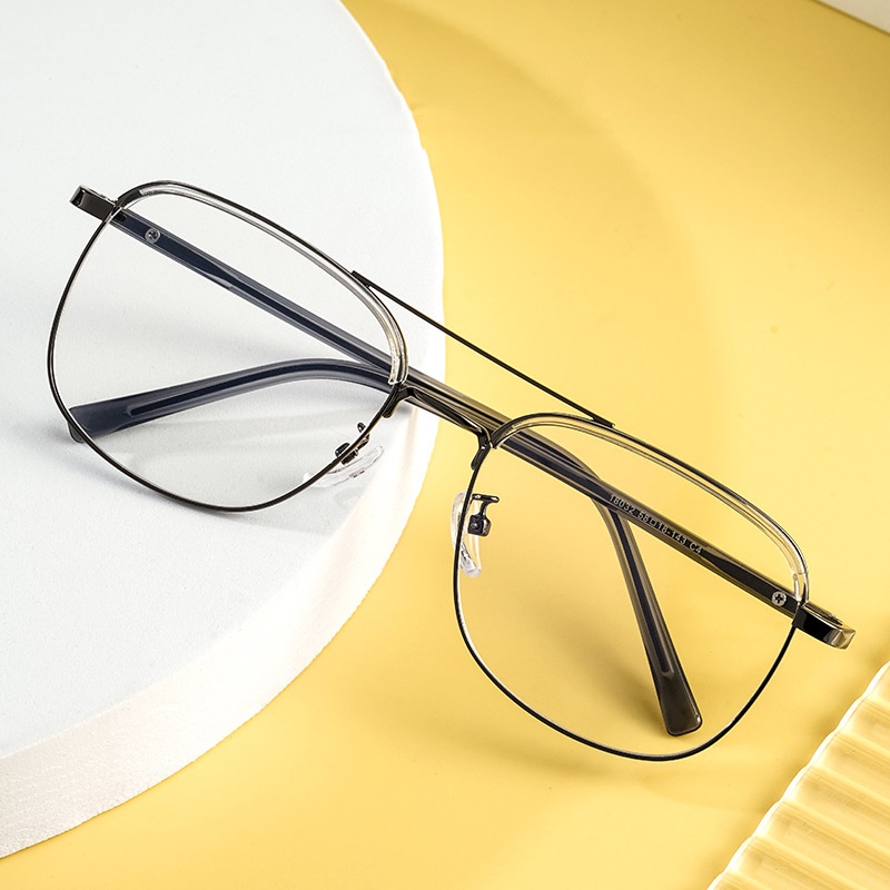 Vintage Double Beam Spectacle Frame Men's Large Face Metal Alloy ...