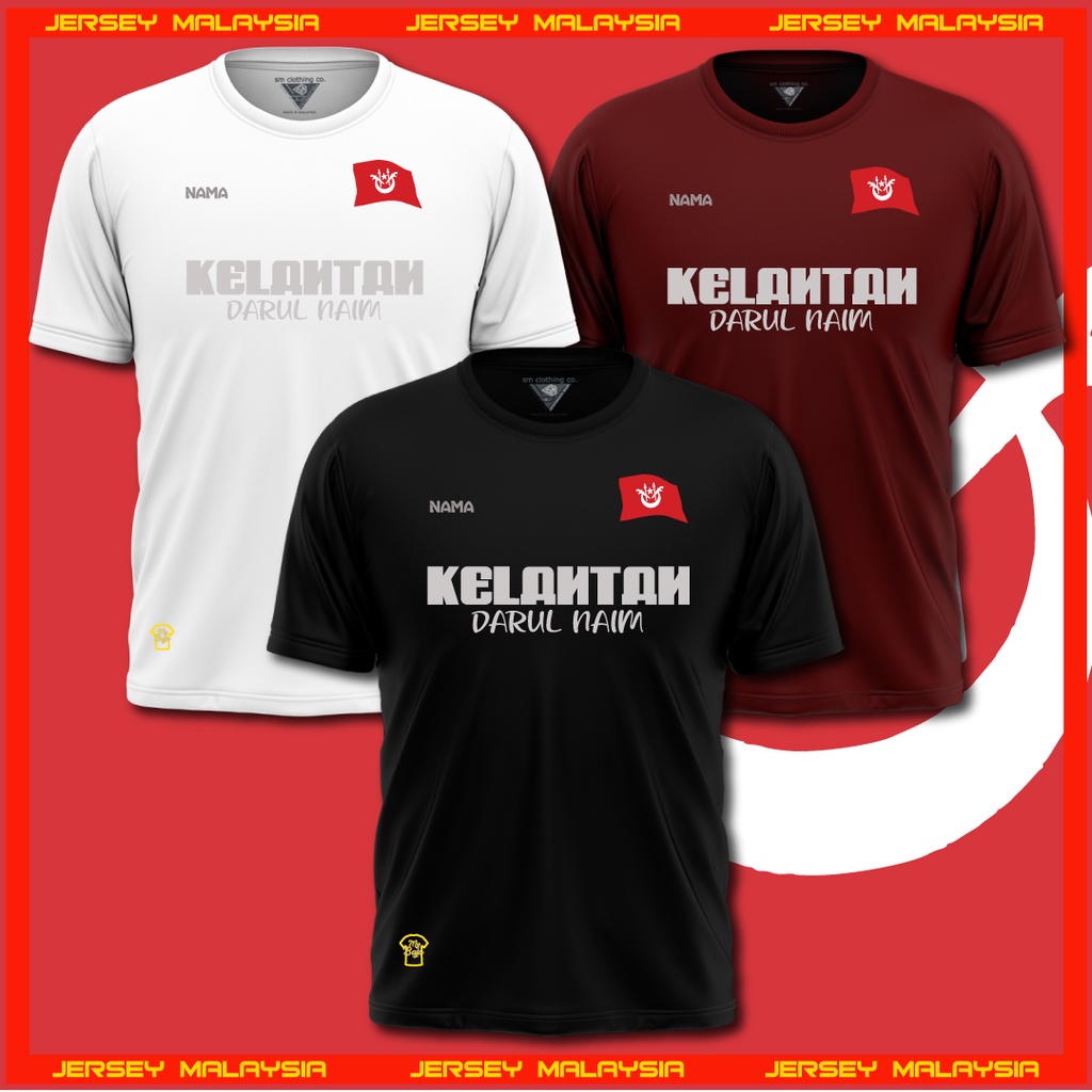 Tshirt negeri Kelantan | Jersey negeri Kelantan | Free custom nama ...