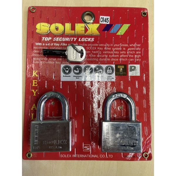 Solex Premium Anti Cut 45mm CR45 Key alike 2:1 / 3:1 Padlock | Shopee ...