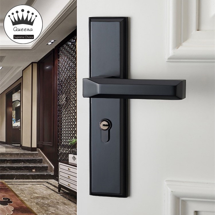 Black European Doorknob Door Locks Minimalist Bedroom Mute Cylinder ...