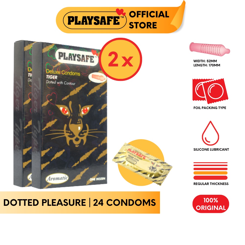 Playsafe Tiger Dotted Condoms (12's x 2 Boxes) | Shopee Malaysia