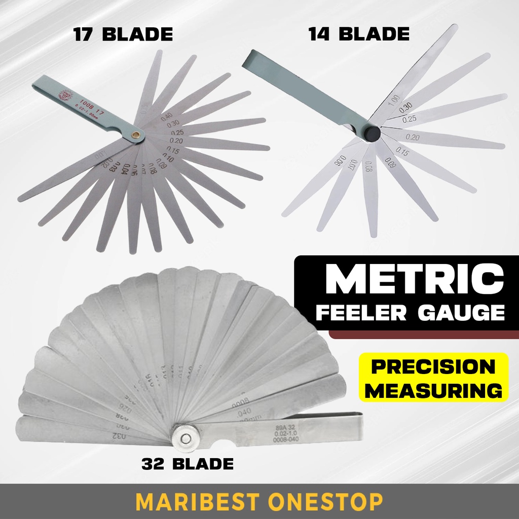 14 / 17 / 32 Blades Feeler Gauge Thickness Gap Feeler Valve Gauge 0.05-1.00mm 100B14 | Shopee ...