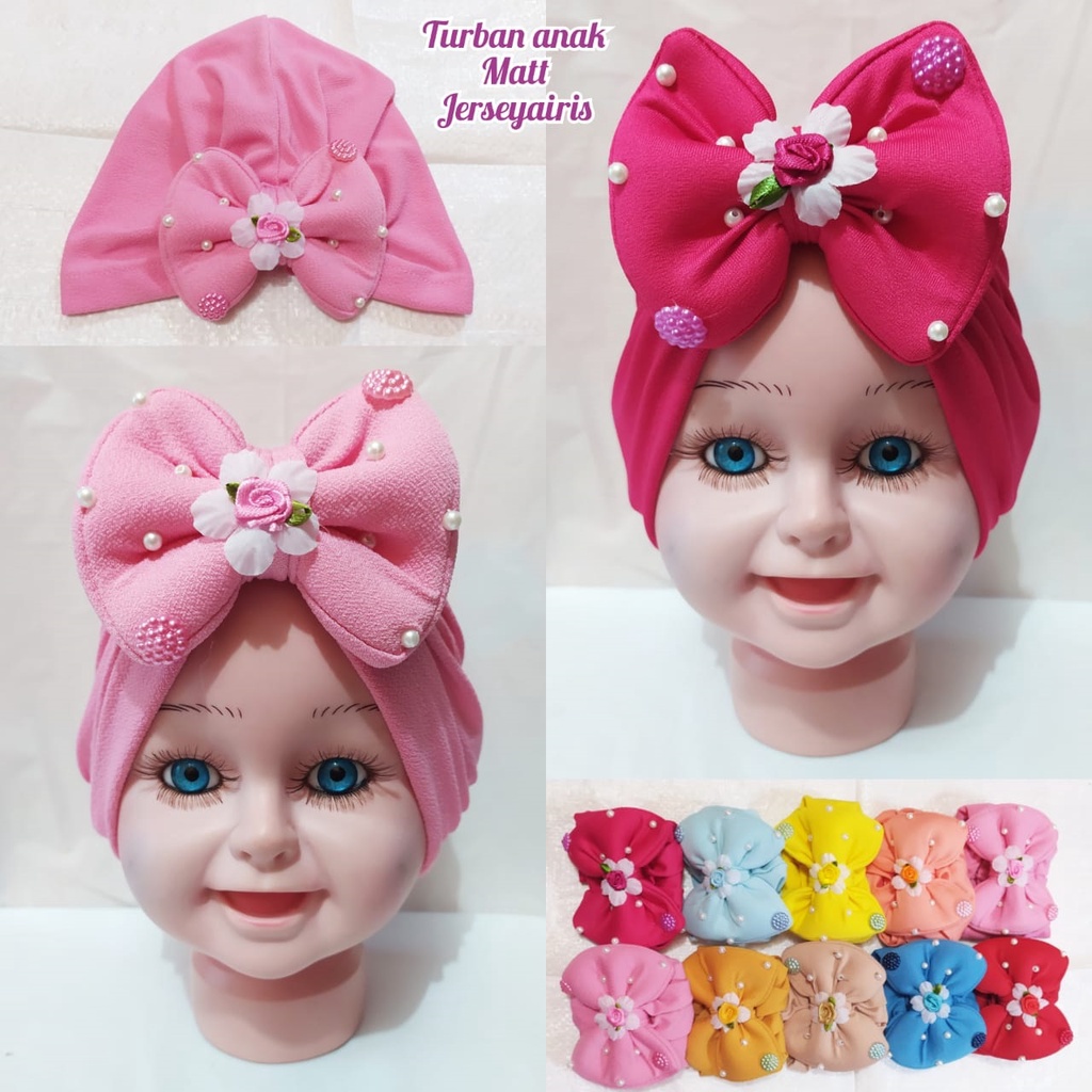 Denisa baby turban / pearl flower ribbon children's turban aged 0-3 ...