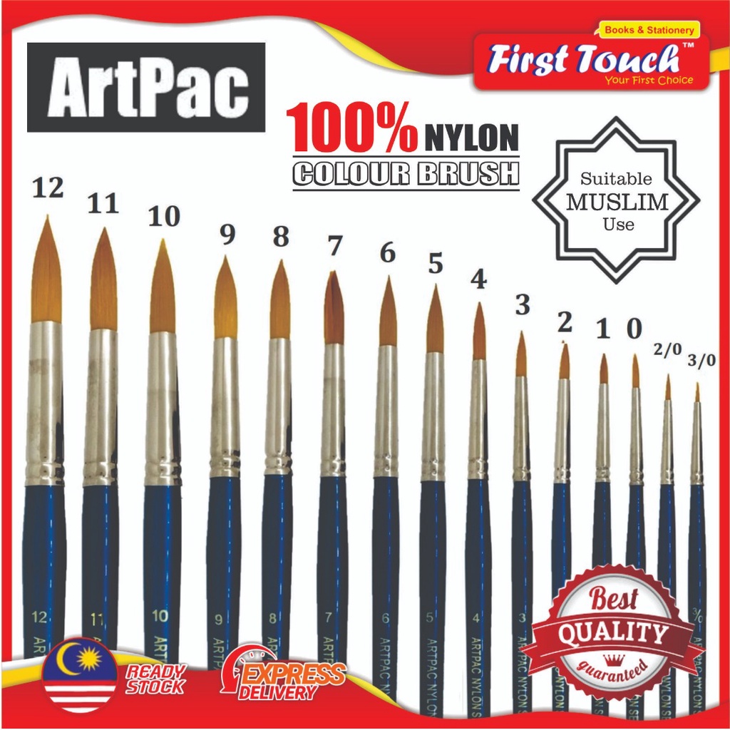 ARTPAC Nylon Brush Round S818 000-10 Berus Warna Painting Brush Drawing ...