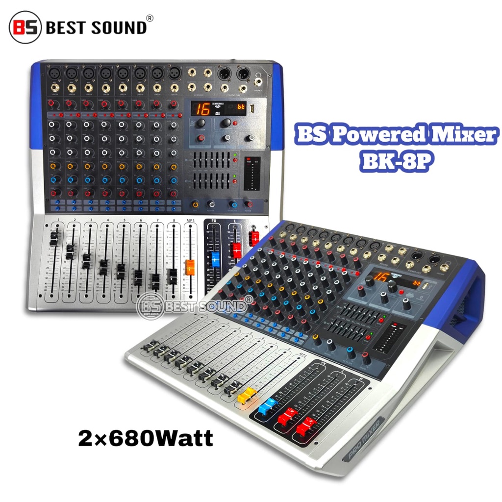 BS BEST SOUND BK-8P Powered Mixer 680Watt x2 ( Ready Stock ) | Shopee ...