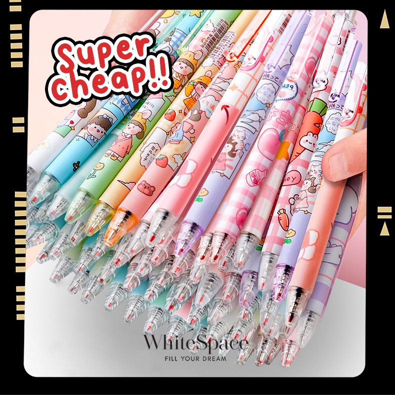 Whitespace 6pcs 0.5mm Cute Cartoon Retractable Black Gel Pen for Boy ...