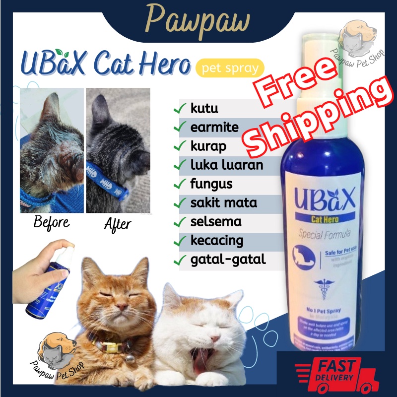 Pawpaw Ubax Spray Ubat Kurap Fungus Luka Mata Hama Ubat Kutu Kucing ...