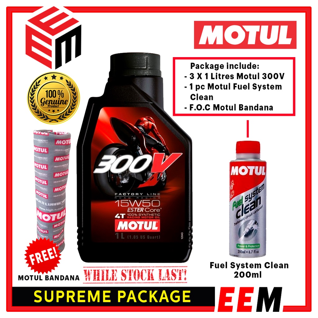🔴🔴~SUPREME PACKAGE~ 🔴🔴 Motul 300v Factory Racing 15w50/10w40 (3Litres ...