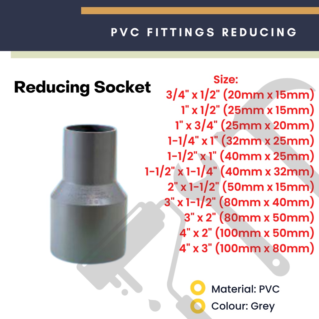 PVC Reducing Socket | Paip Kelabu | Reducing Fitting | Penyambung Paip | Shopee Malaysia