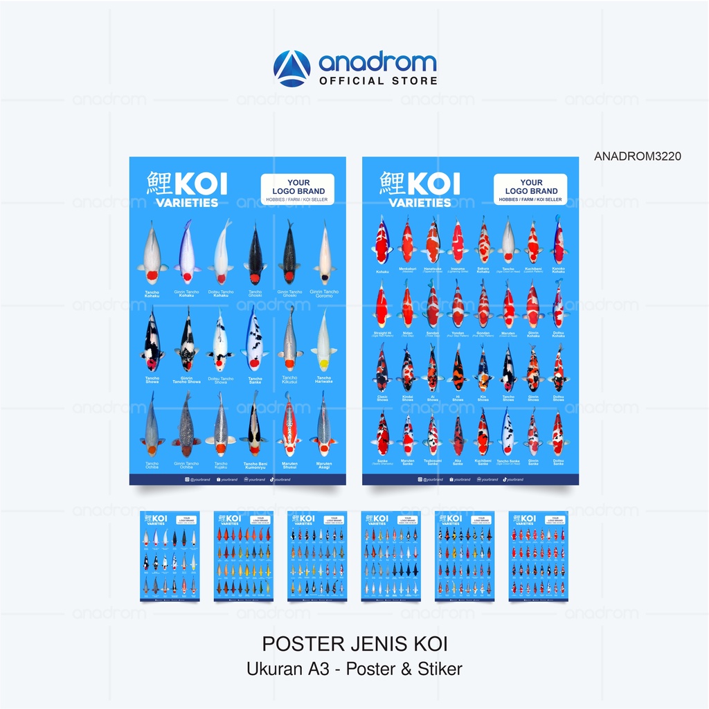 Posters & Stickers Variants / Types of Koi Fish I Koi Posters Variety ...