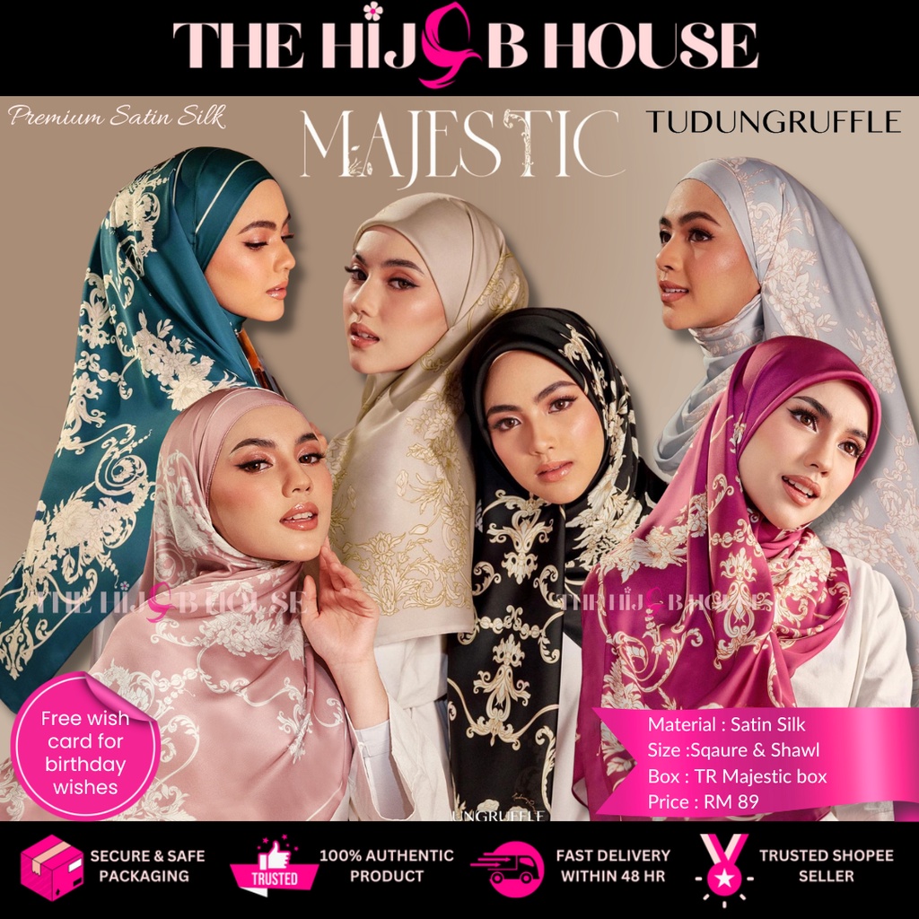 Tudung Ruffle - Majestic Collection Shawl & Square Premium Satin with ...