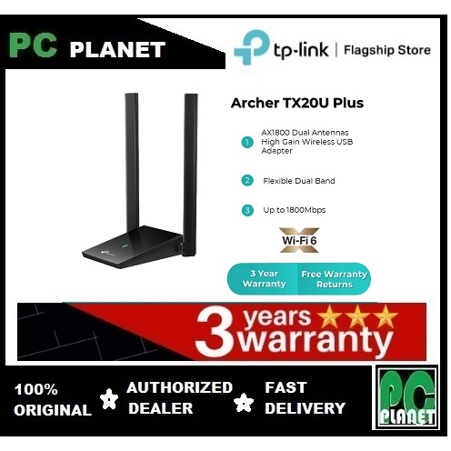 TP-LINK ARCHER TX20U PLUS / ARCHER TX20UH AX1800 DUALBAND USB WIFI 6 ...