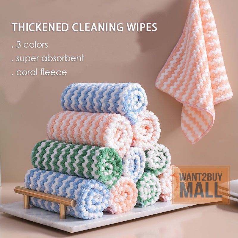 🇲🇾 🏆 Kitchen Cleaning Cloth Towel Dishwashing Dishcloth Microfiber ...