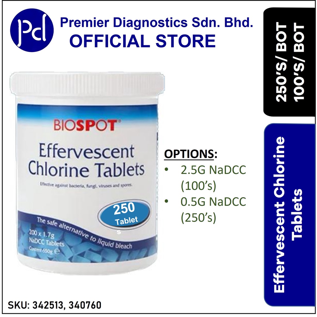 BIOSPOT Effervescent Chlorine Tablet 0.5g NADCC(250 tablet) | Shopee ...