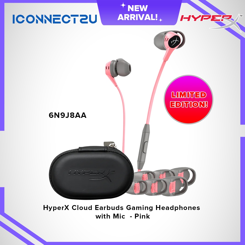 [Limited Edition] HyperX Cloud Earbuds Gaming Earphones with Mic - Pink ...
