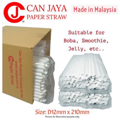 White Paper Straw [Angle Cut] D12mm x L210mm - 2,660pcs per carton ...