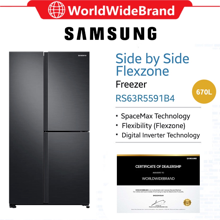 Samsung 670L Side by Side with Flexzone | RS63R5591B4/ME Fridge ...