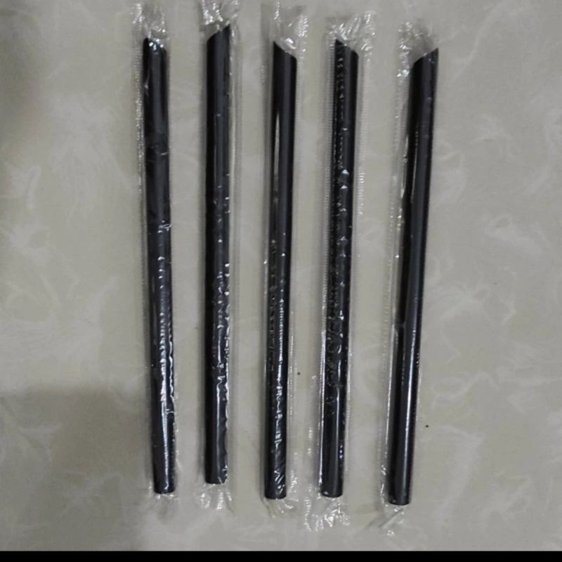 HITAM Hygienic Bubble Black Straws Plastic Wrap Every Rod Hole Size 6mm ...