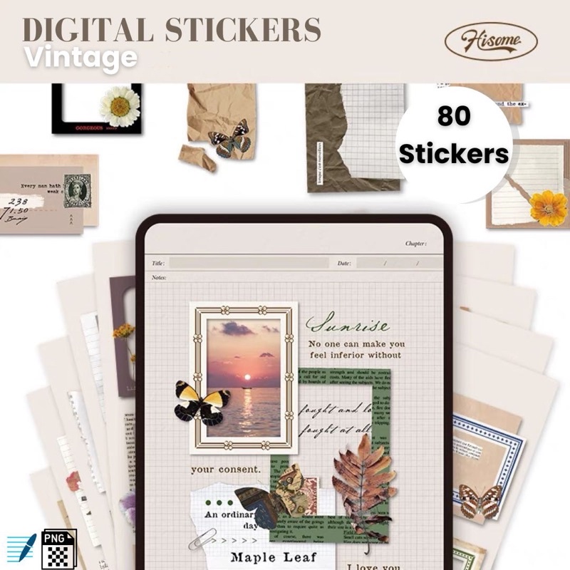PNG / Goodnotes Vintage Digital Sticker for Any Devices Notability ...