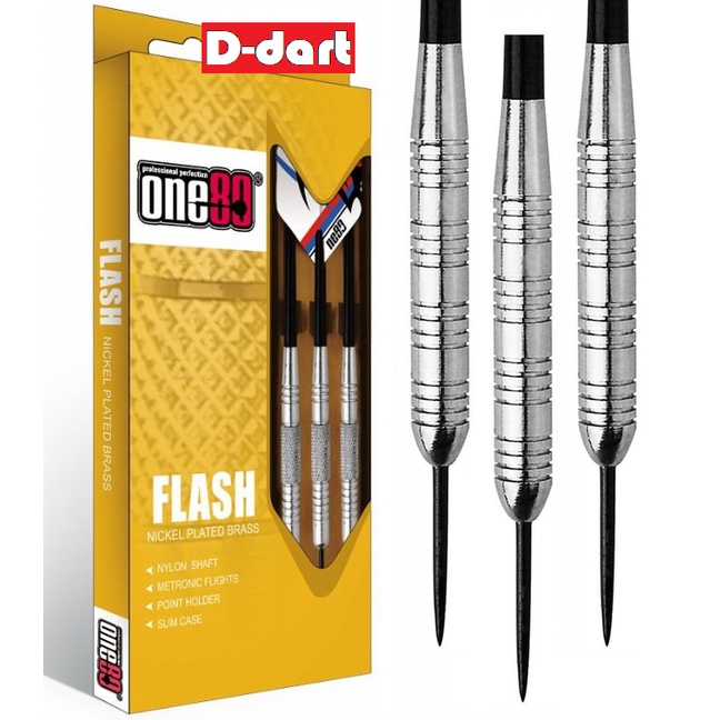 ONE80 STEEL TIP DART - 23G NICKEL PLATED BRASS DART WITH SLIM DART CASE ...