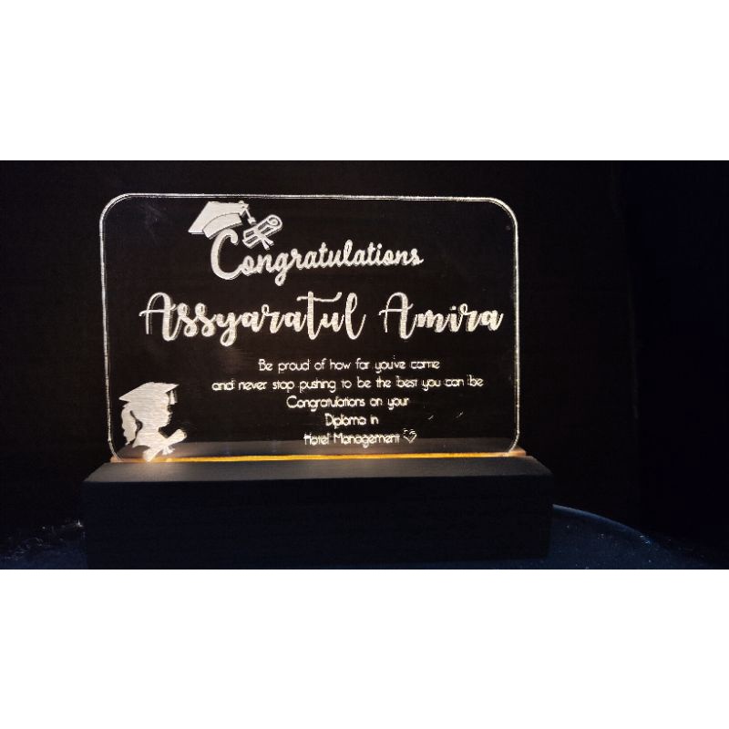 Graduation/Convocation (Engrave Acrylic Plate + Led Light (Add Name ...