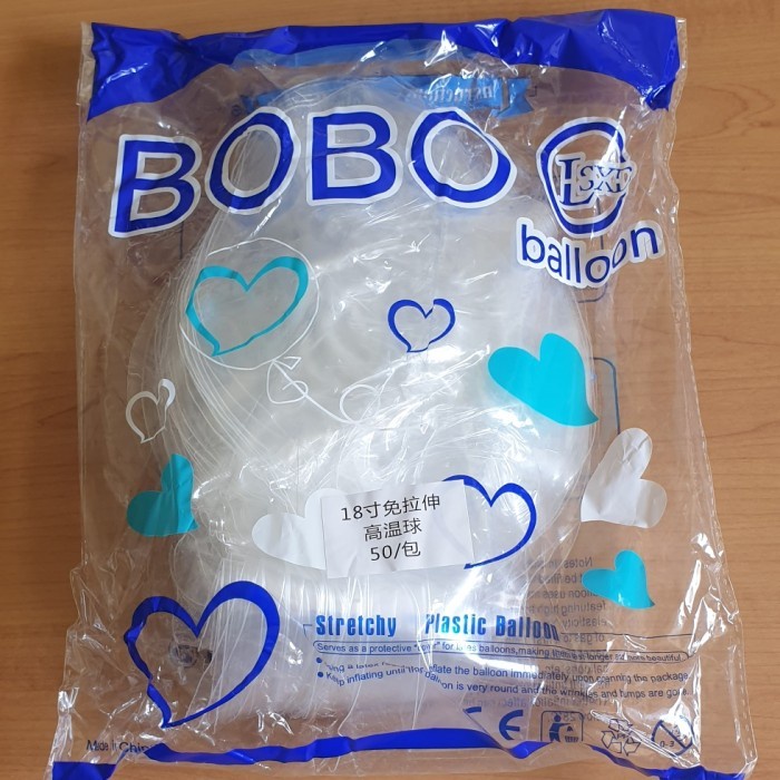 BOBO Blue Stretch 20 inch transparent PVC balloons 1 pack contains 50 ...