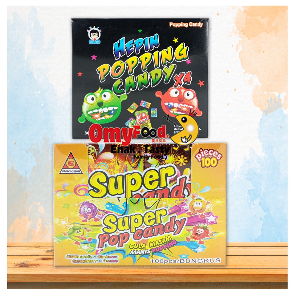 30pcs / 100pcs Hepin Popping Candy x4 / Super Pop Candy Gula Masam ...