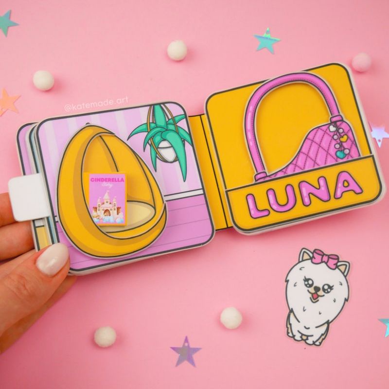 Paper doll Luna Dogs House Doll Book/Mainan kertas patung kanak/Mainan ...