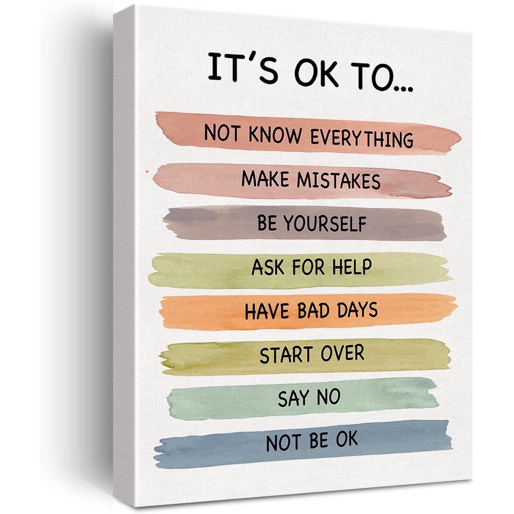 Therapy Wall Art It's Okay to Make Mistakes Canvas Print Inspirational ...
